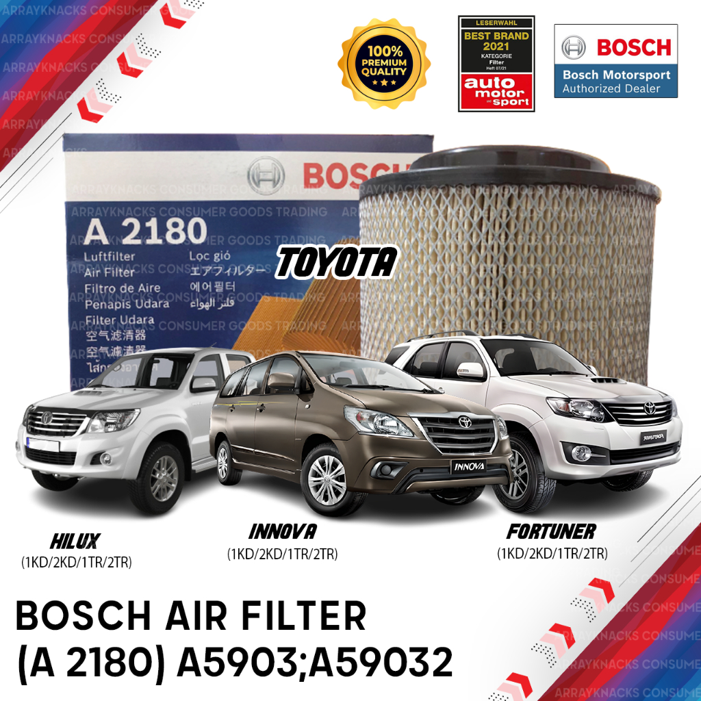 Bosch Air Filter A5903 for Toyota Hilux, Innova, Fortuner (1KD, 2KD ...