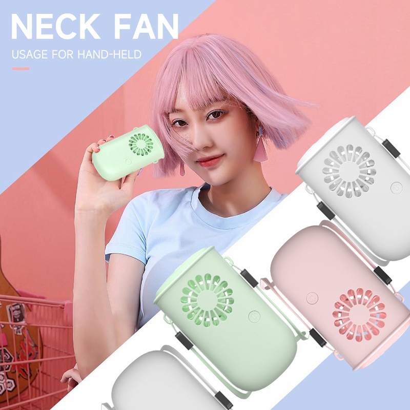 neck leafless mini fan Handheld small fan rope portable USB home small ...