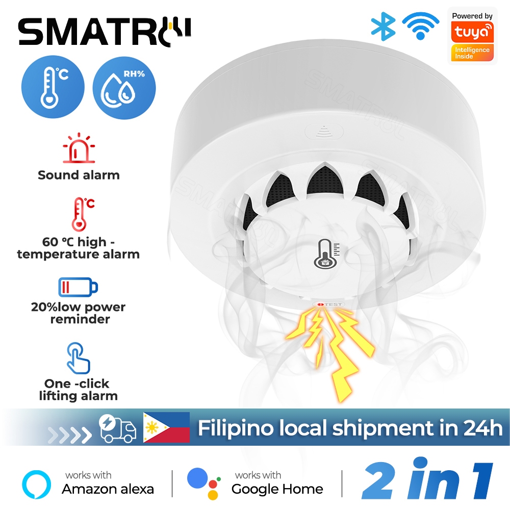 Tuya WIFI Smoke Sensor SMATRUL Intelligent Smoke Detector Fire Detector ...