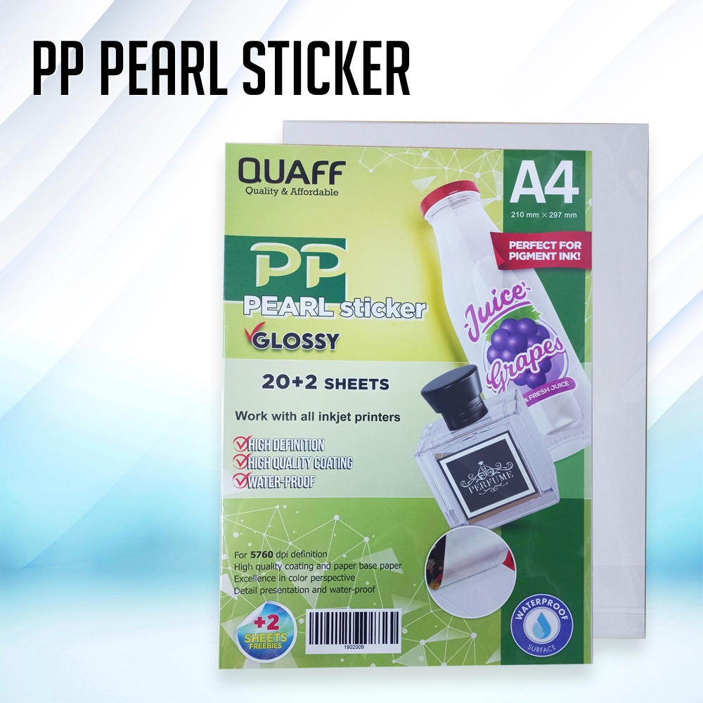 QUAFF PET Printable Label Sticker Waterproof 180Gsm A4 Size (20+2 ...