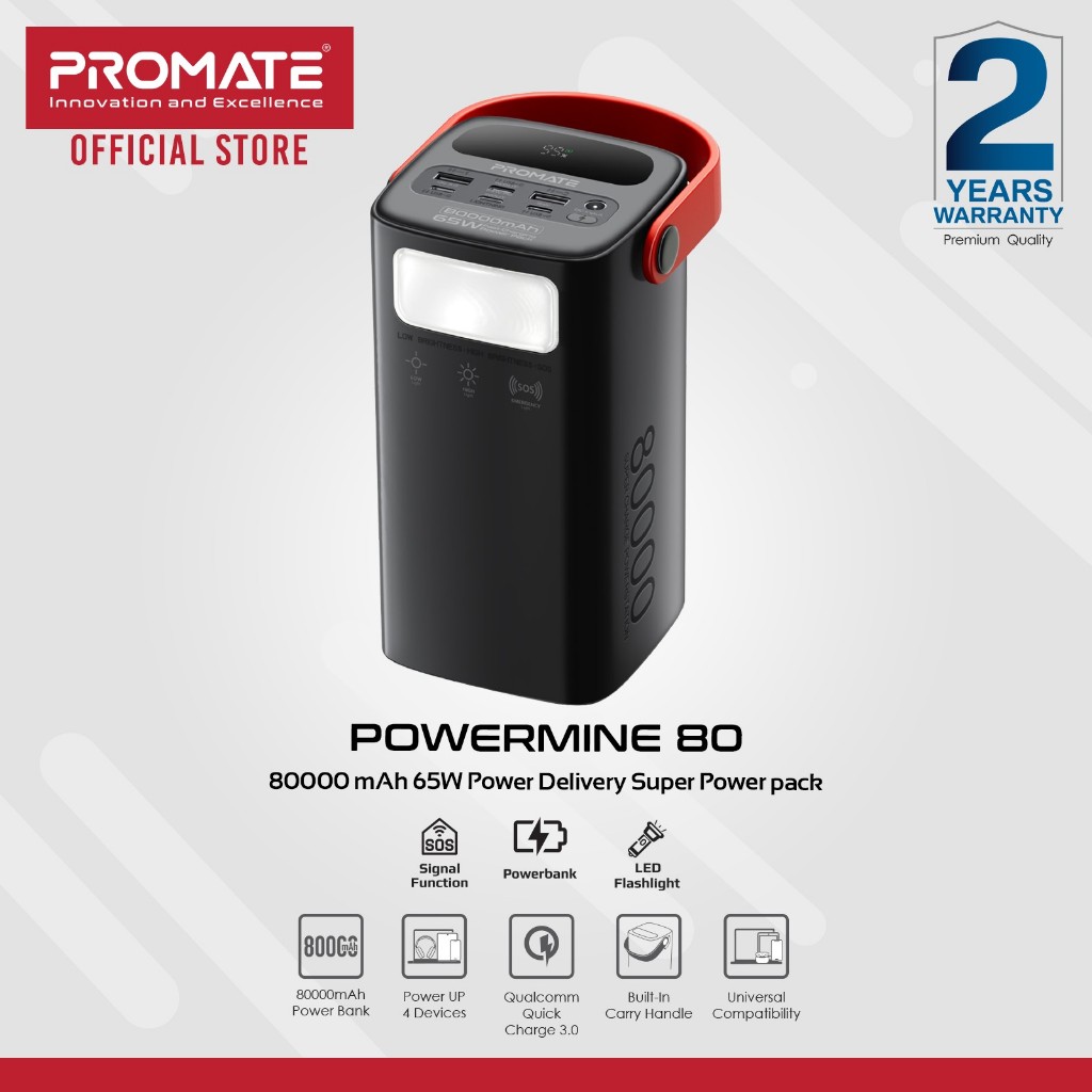 Promate Powermine-80 80000mAh Power Station 65W Power Delivery Super ...