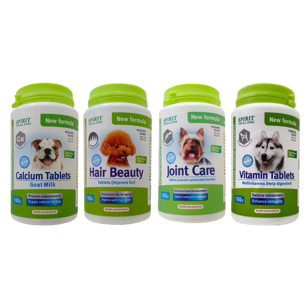 Spirit Calcium/Hair/Joint/Vitamin Chewable Tablets for Dogs 160g ...