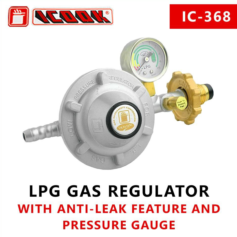 LPG Gas Regulator w/ Anti-Leak Feature and Pressure Gauge Low Pressure ...