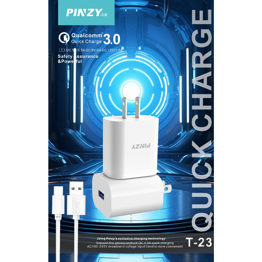PINZY original 3.0 fast charger android /typec/ip set charger | Shopee ...