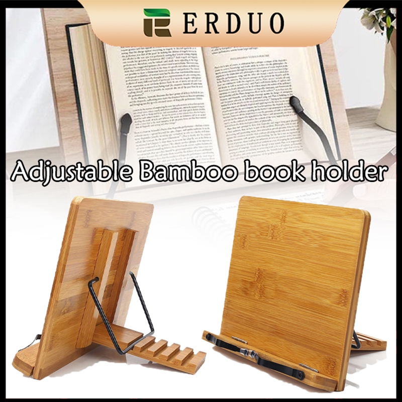 Foldable Adjustable Bamboo Reading Rest Tablet Book Holder Adjustable ...