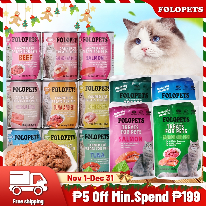 FOLOPETS Wet Cat Food In Can 100g/430g Pure Natural Organic Cat Can ...