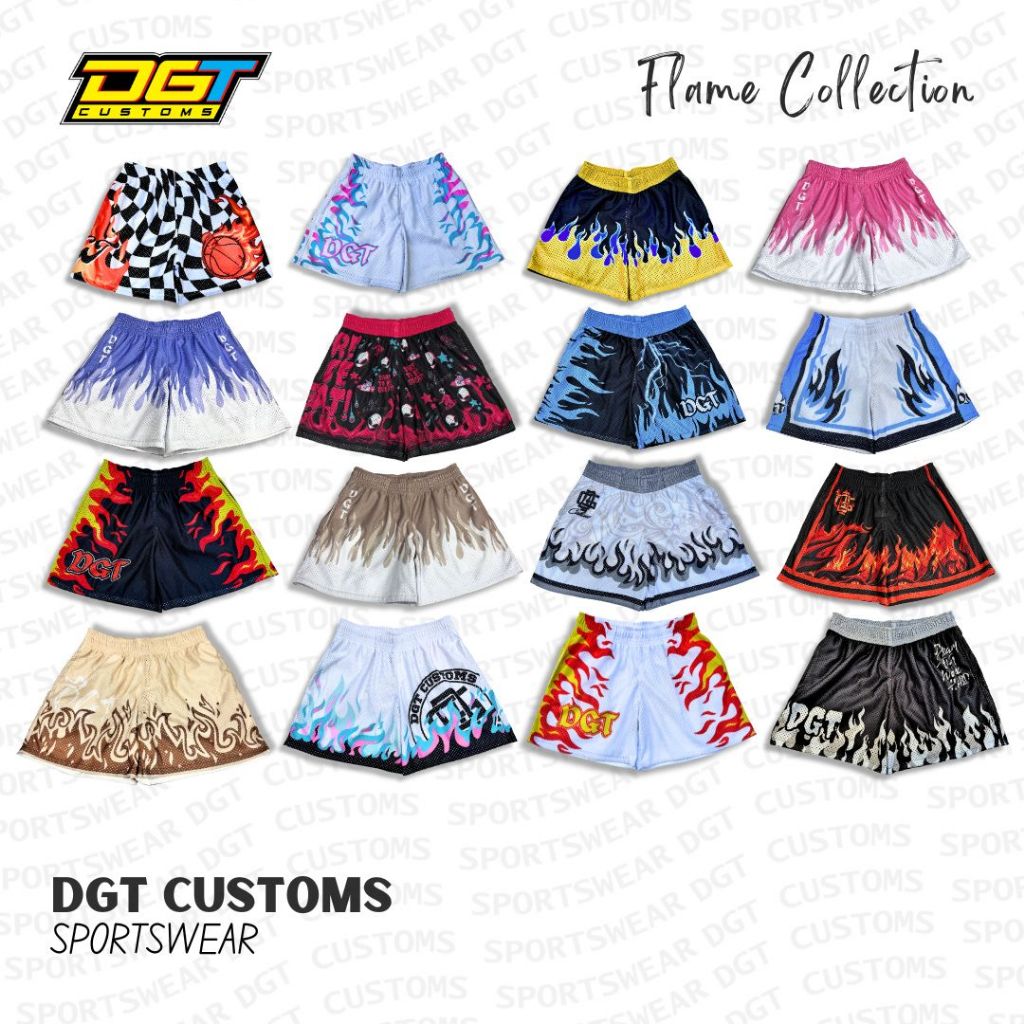 DGT Flame Mesh Short UNISEX HIGHWAIST ABOVE THE KNEE FULL SUBLIMATION ...