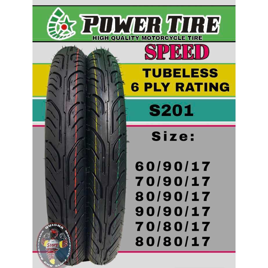 POWER TIRE S201 SIZE 17 TUBELESS 6 PLY RATING (PWEDE E TUBETYPE ...