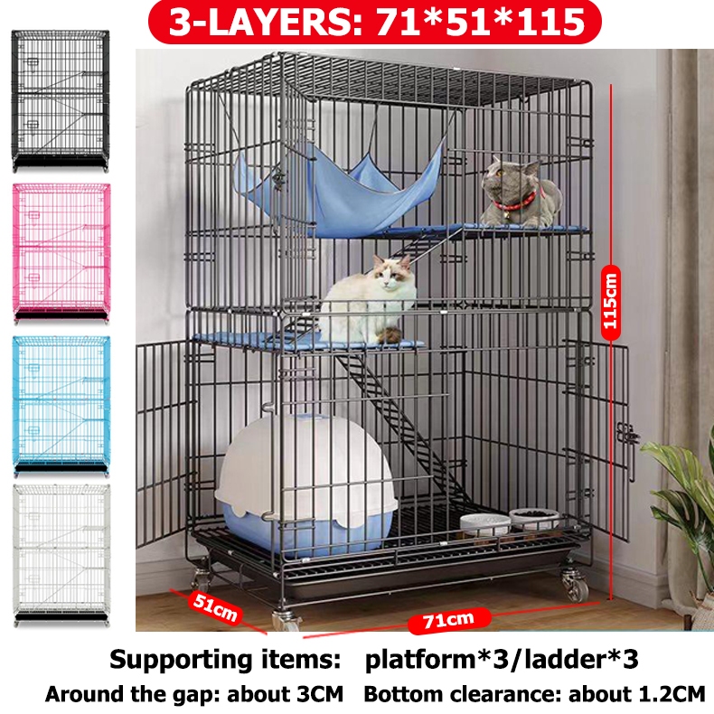 Cat Cage 4 Layer With Litter Box Pet Cage Foldable Sturdy Pet Furniture ...