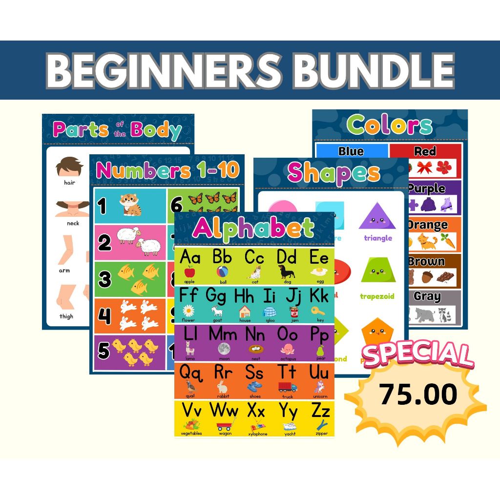 BUNDLE A5 MINI CHARTS DEAL SUPER SALE KIDS LAMINATED EDUCATIONAL WALL ...