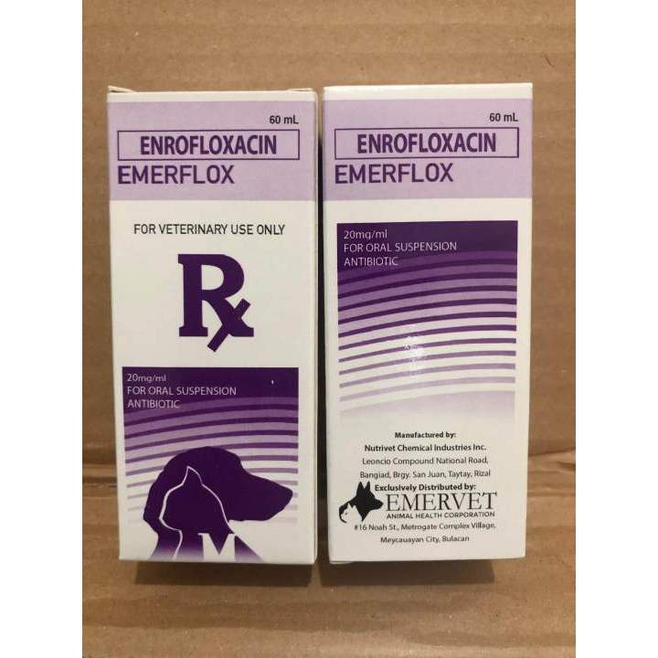 EMERFLOX Enrofloxacin Antibiotics Oral Suspension for Cats & Dogs 60ml ...