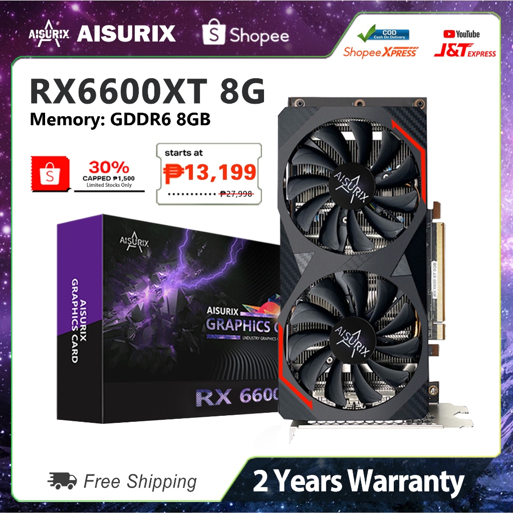 AISURIX Brand New RX 6600XT 8G Graphics Card 8G/128Bit/GDDR6 GPU Video ...