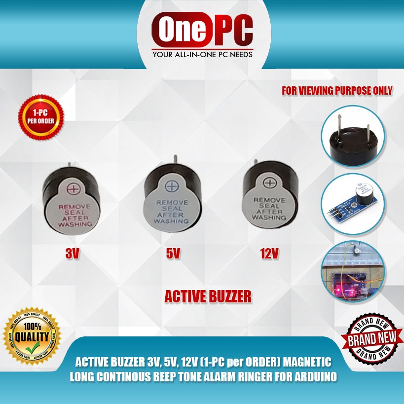 ONE PC ACTIVE BUZZER 3V, 5V, 12V (1-PC per ORDER)MAGNETIC LONG ...
