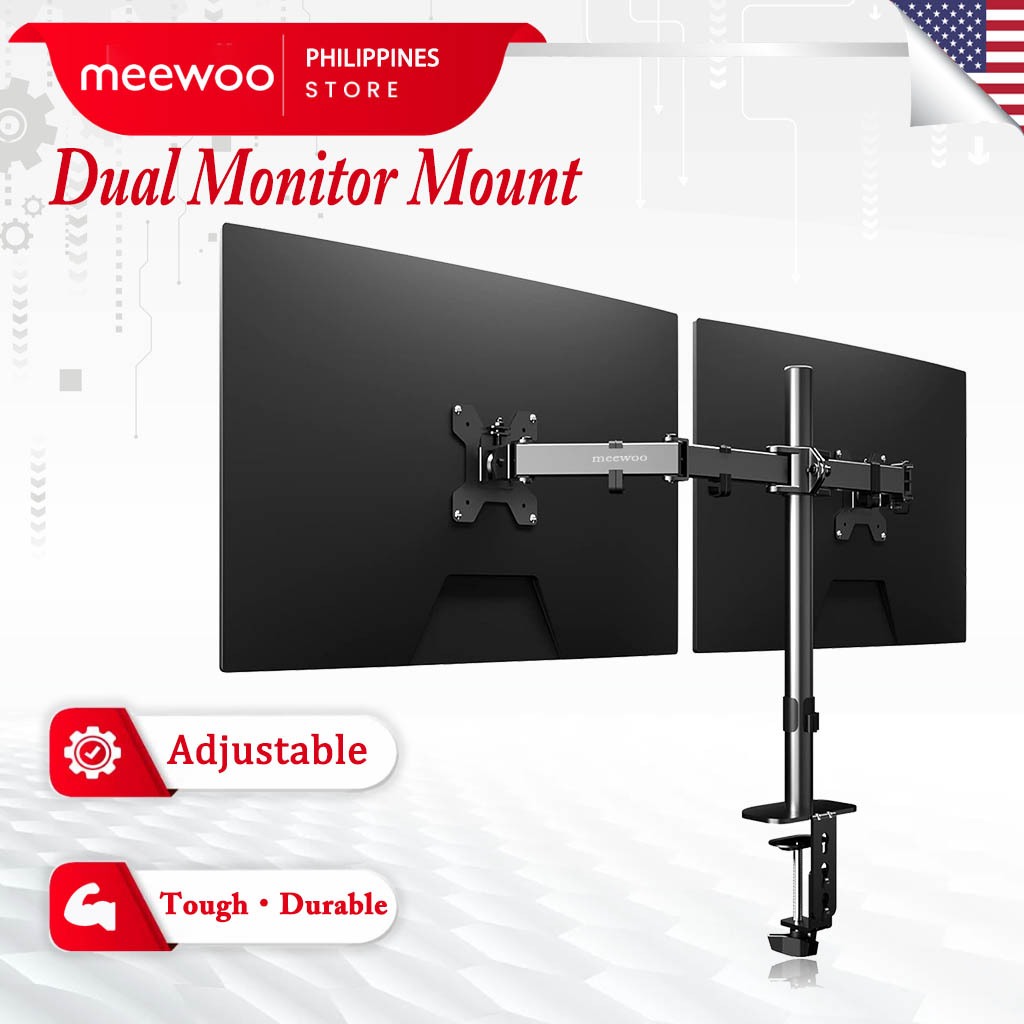Meewoo Dual Monitor Desk Mount,Monitor Stand for 13–27 Inch 2 Monitors ...