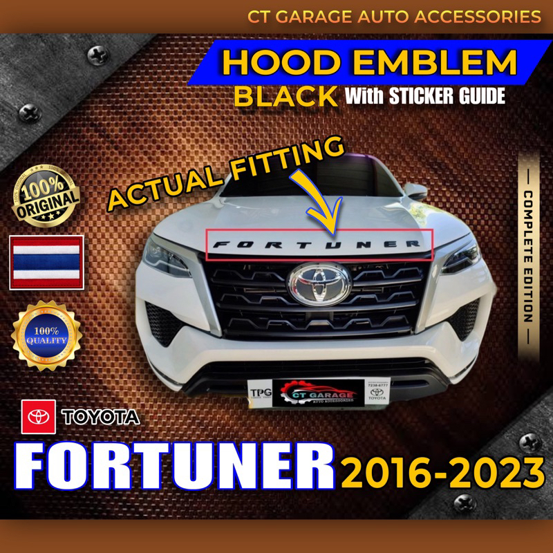 TOYOTA FORTUNER 2016-2023 HOOD EMBLEM MATTE BLACK (fortuner accessories ...