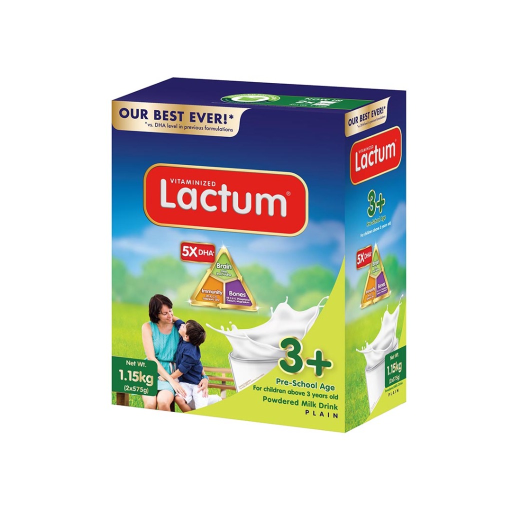 Lactum 3+ Plain Powdered Milk Drink for Kids Over 3 up to 5 Years Old 2.3kg (1.15kg x 2 ...