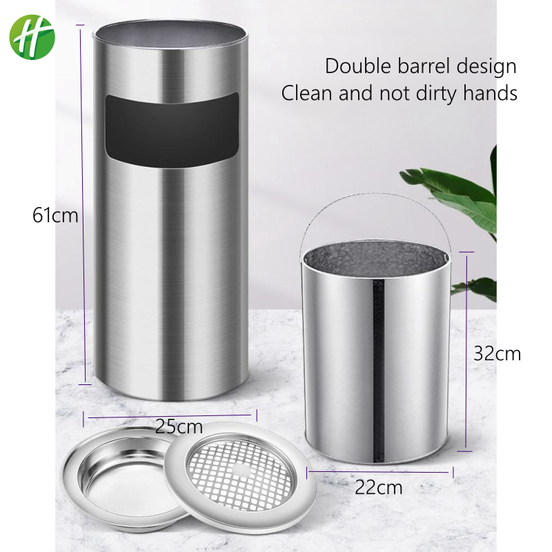 Trash Can Stainless Steel Trash With Inner Bin Hotel Vertical Peel ...