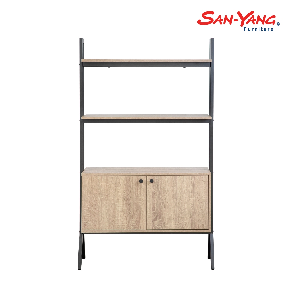 San-Yang Furniture Display Shelf with Door 4-Layer Gray Oak 211049 ...