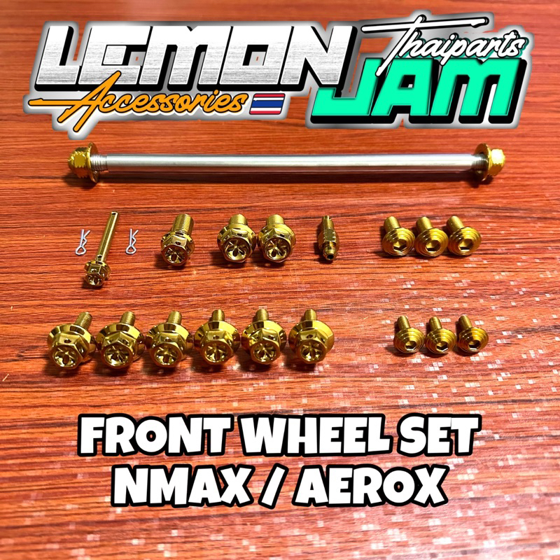 HENG CNC / GOLD FRONT WHEEL SET NMAX V1 / NMAX V2 / AEROX V1 / AEROX V2 ...