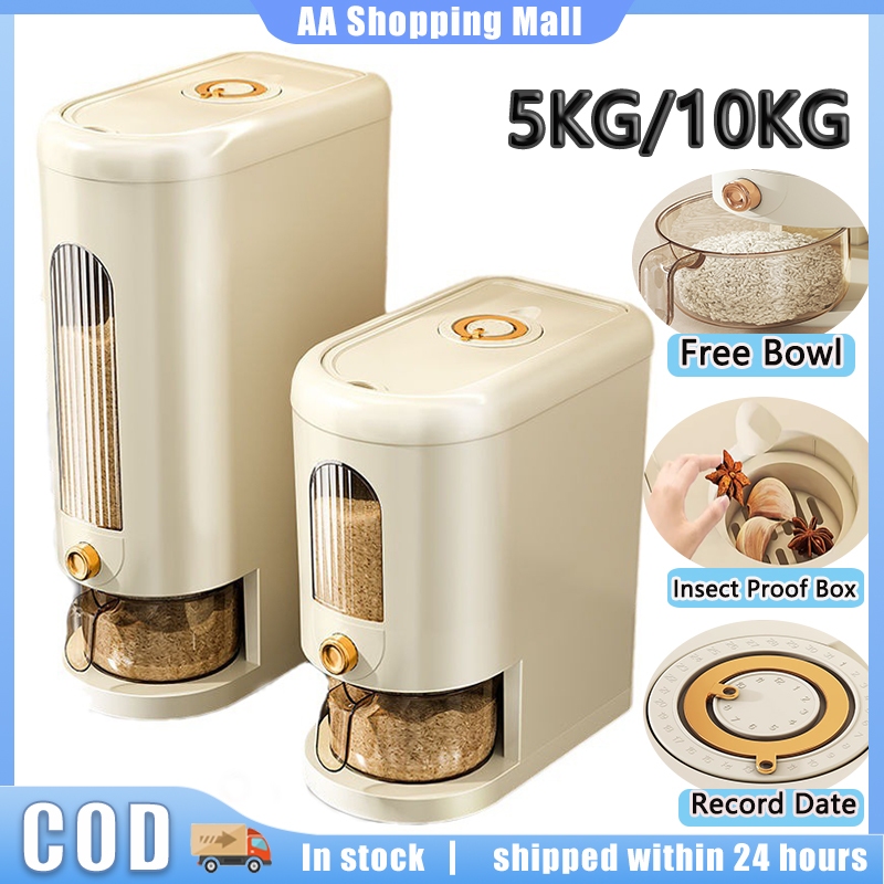 Automatic Rice Dispenser Storage Kitchen Rice Storage Container Push ...