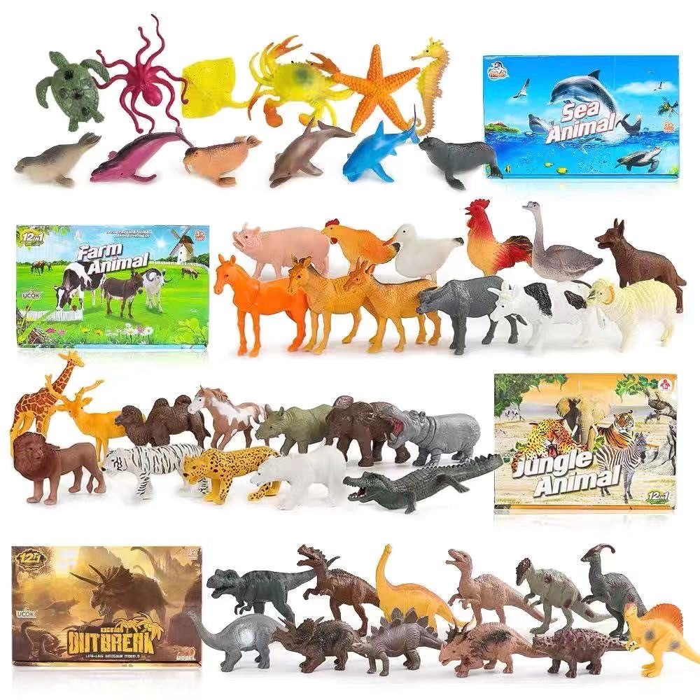 10pcs/Set Model Toys Mini Wild Animals&Farm Anmals Kids Toys | Shopee ...
