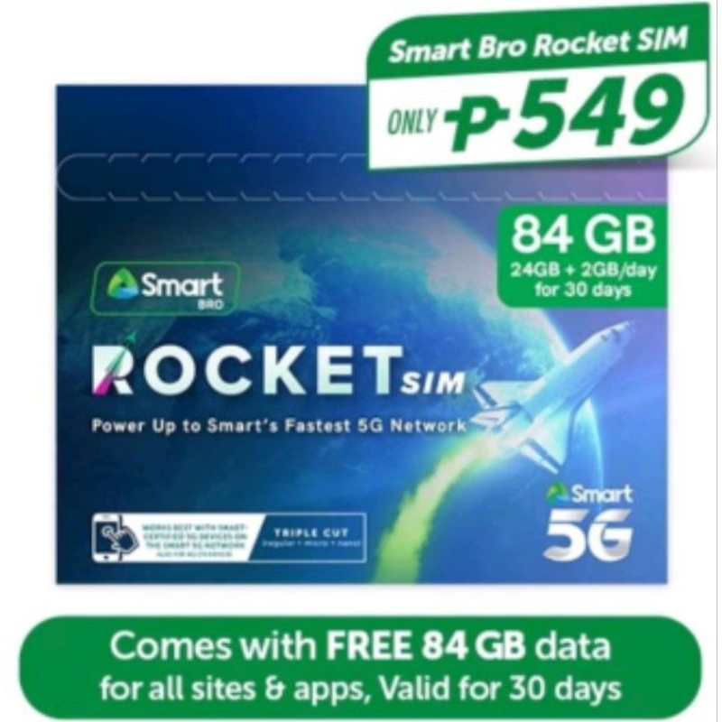Smart Bro ROCKET SIM UNLI DATA for 30 days | Shopee Philippines
