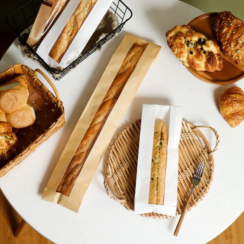 10pcs Baguette French Bread Paper Bag with Window Greaseproof Kraft ...