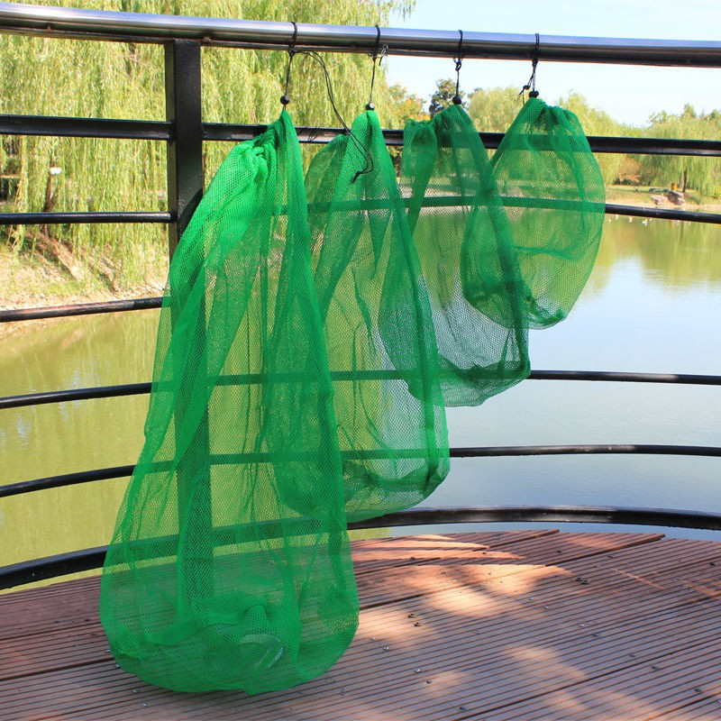 Nylon Fishing Net Bag Fish Bag Fishing Supplies Green/Yellow Net Bag ...