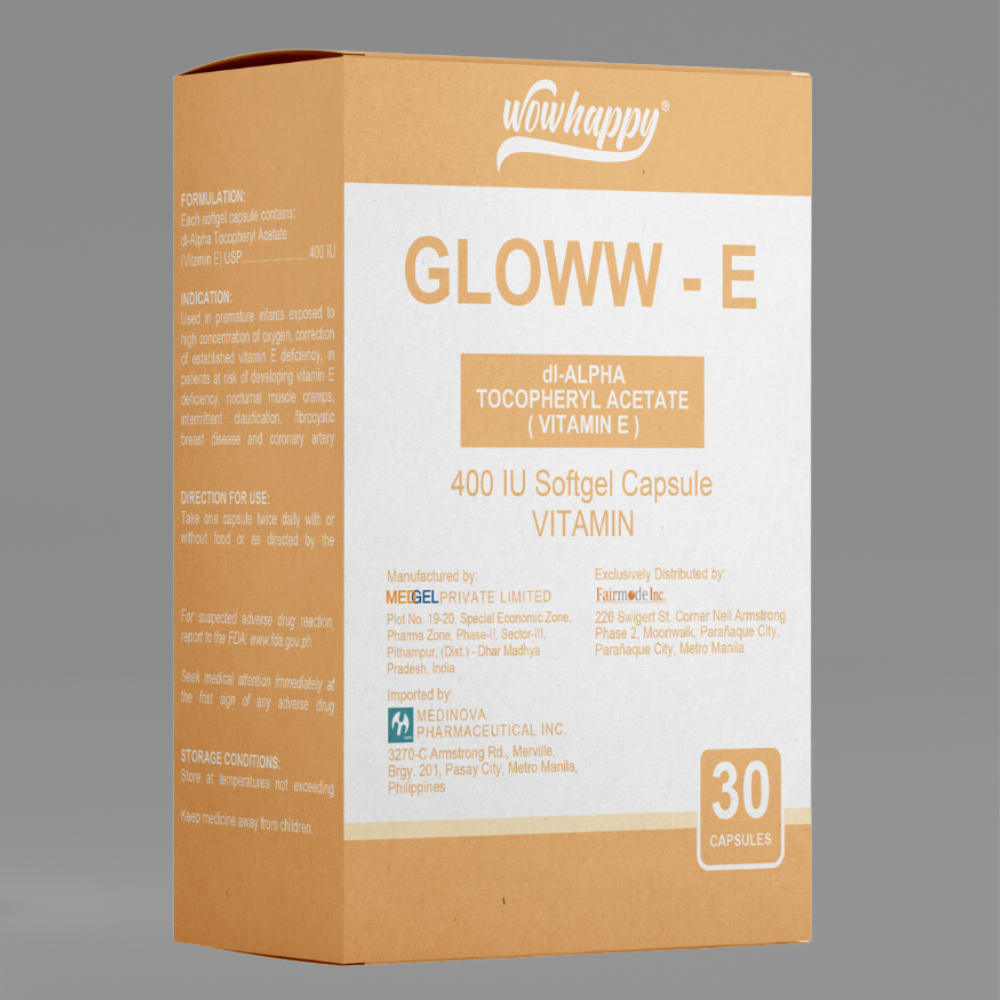 Wowhappy GLOWW-E 400 IU Vitamin E Softgel Capsules for Healthy ...
