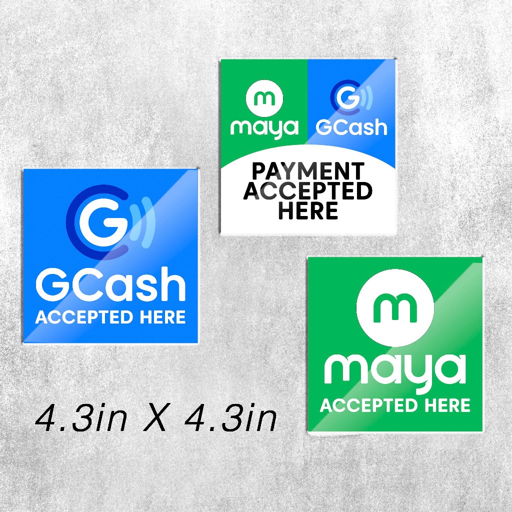 GCASH MAYA ACCEPTED HERE 4.3in X 4.3in ACRYLIC DOOR RESTAURANT HOTEL ...