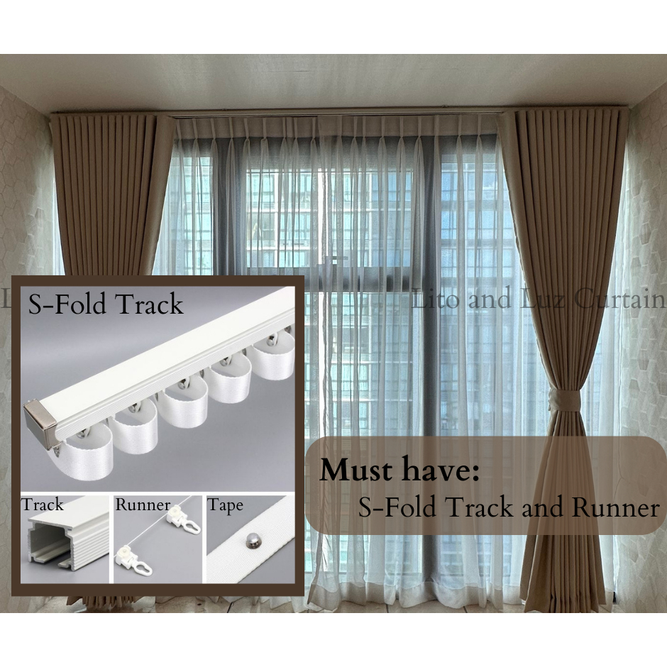 S-Fold Blockout, Ripple Fold Drapery or Wave Fold Curtains (single size) by Lito and Luz ...