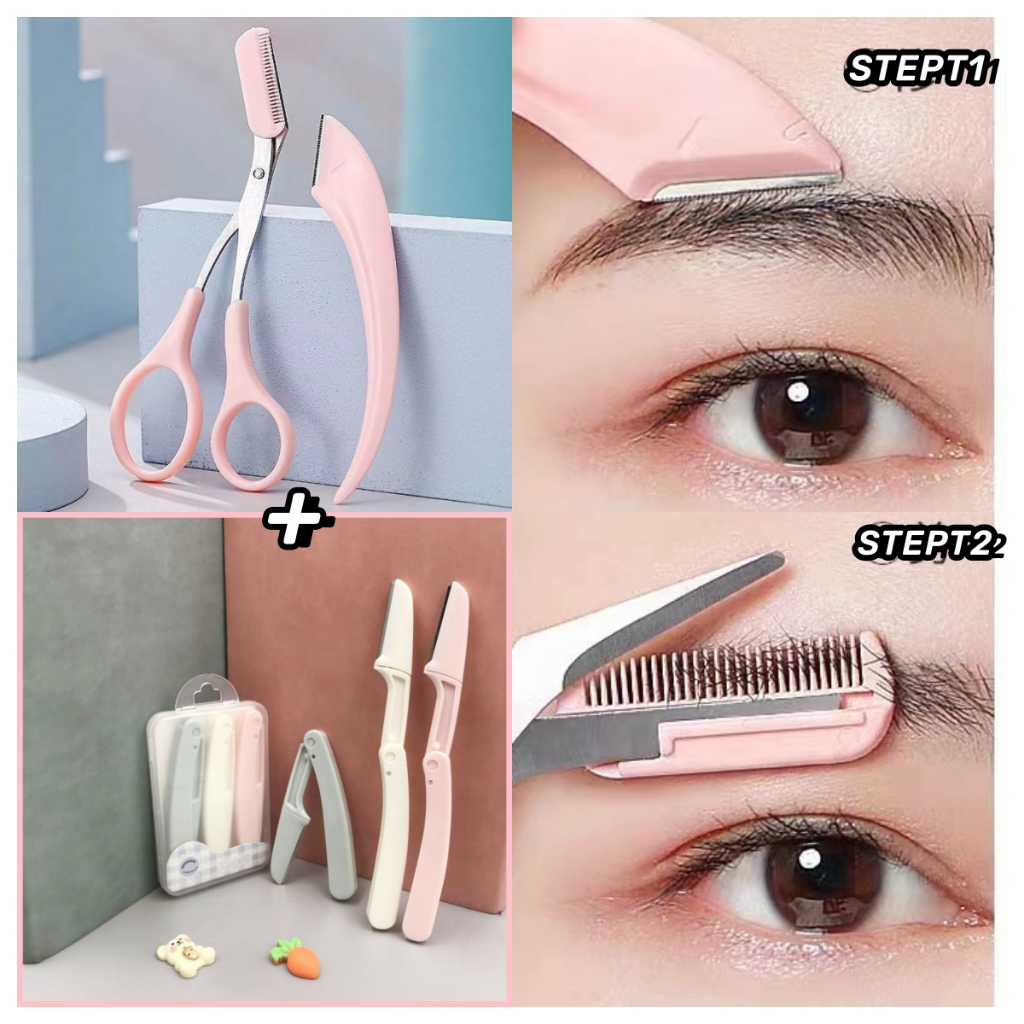 LeeSelected eyebrow trimmer scissors with comb eyelashes Eyebrow Razor ...