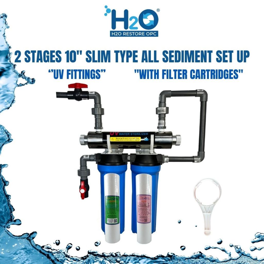 Water Filter 2 Stages 10″ Slim Type All Sediment Set Up with 2GPM UV ...