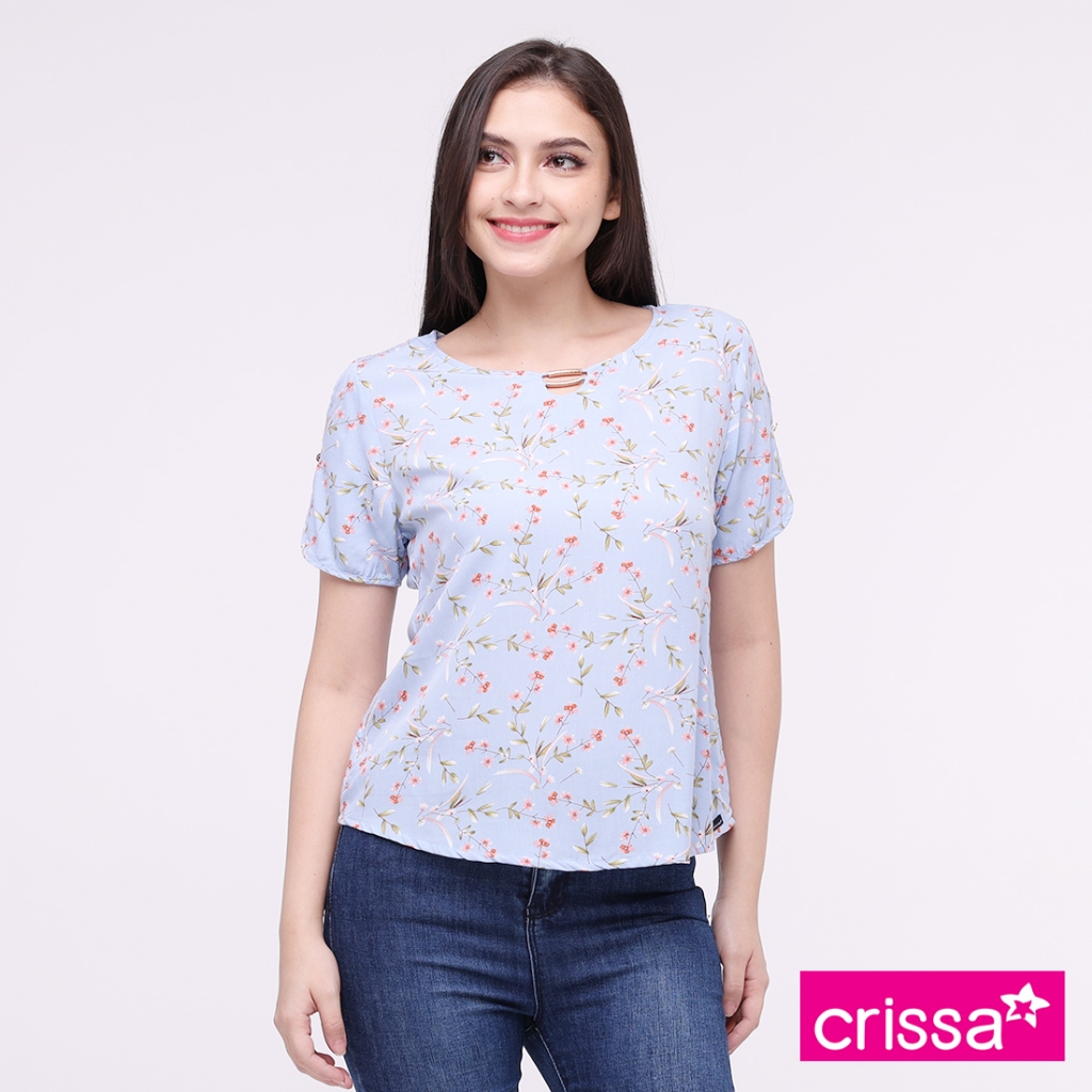 Crissa Woven Printed Rayon Short Sleeves Blouse CSLT18-0052 | Shopee ...