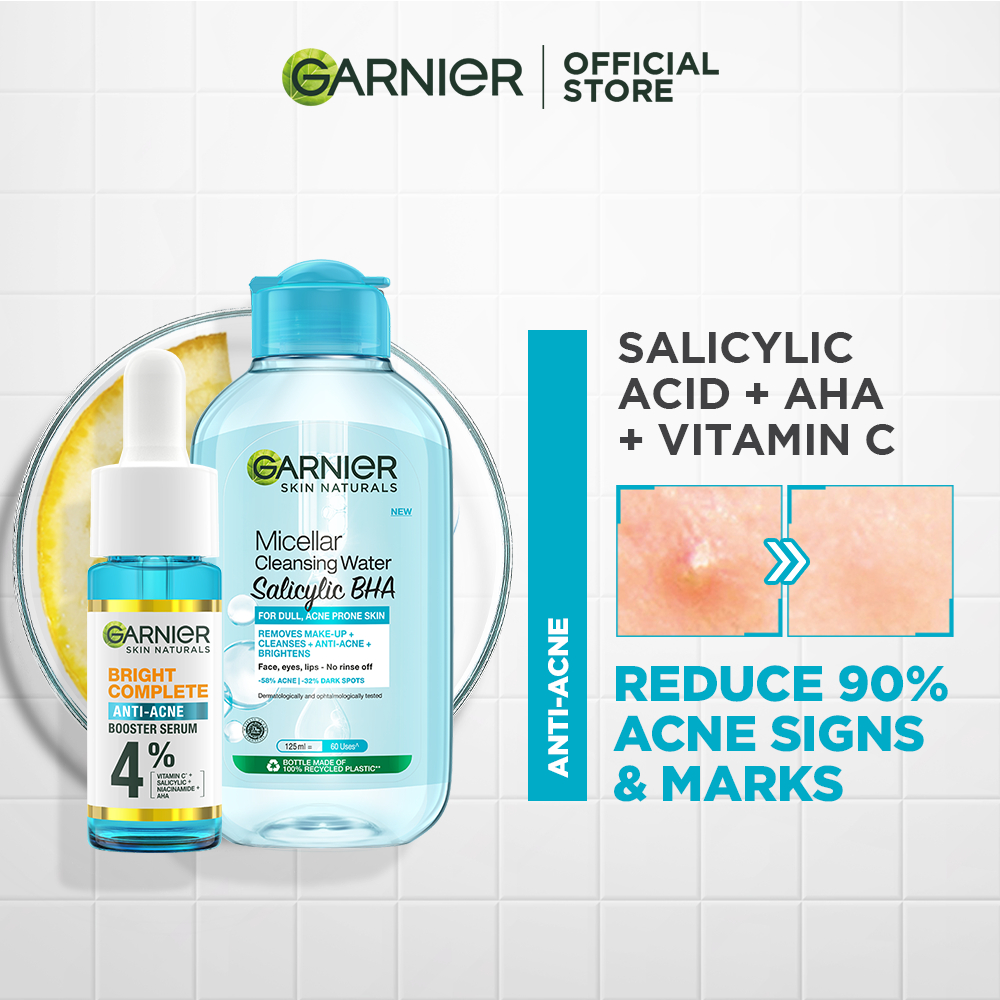 New Garnier Bright Complete Anti Acne Starter Duo:Serum and Salicylic ...