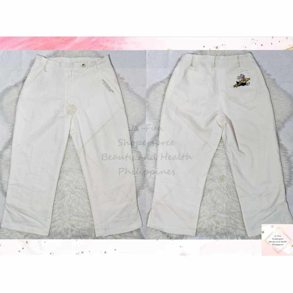 JEANS WHITE PANTS COTTON STRAIGHT LEG WOMEN MID WAIST STRETCHY PANTS ...