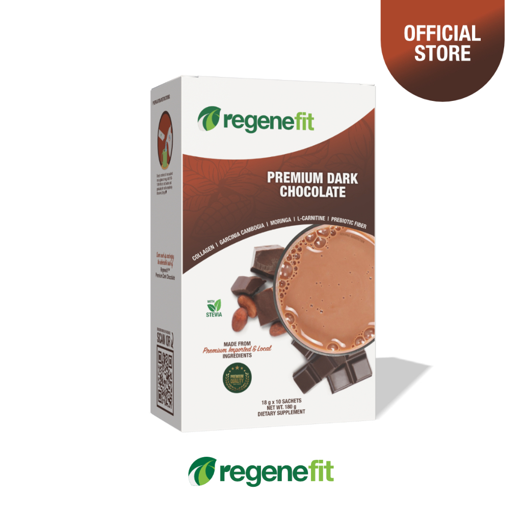 REGENEFIT PREMIUM DARK CHOCOLATE anti-aging and slimming drink with Collagen, Garcinia Cambogia ...