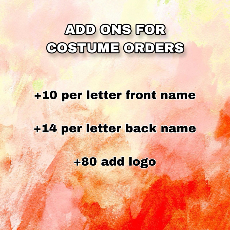 Add ons for costume orders (Name & logo) | Shopee Philippines