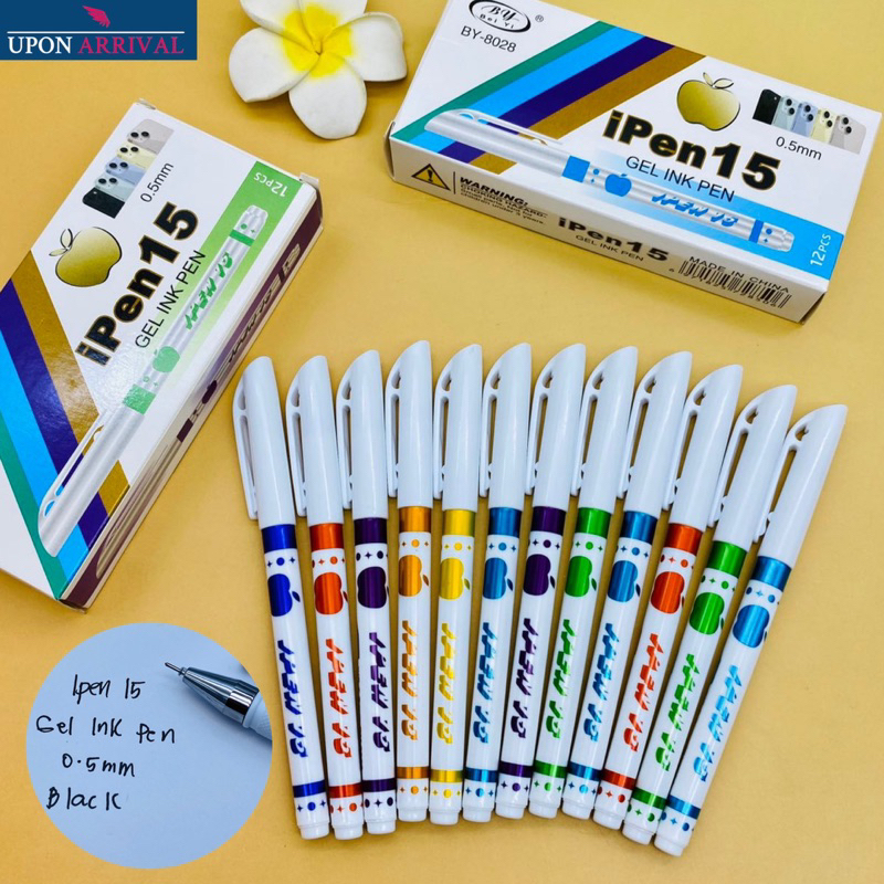 12pcs Sign Pen 0.5mm Ipen 15 Black Gel Ink Pen BY-8028 | Shopee Philippines