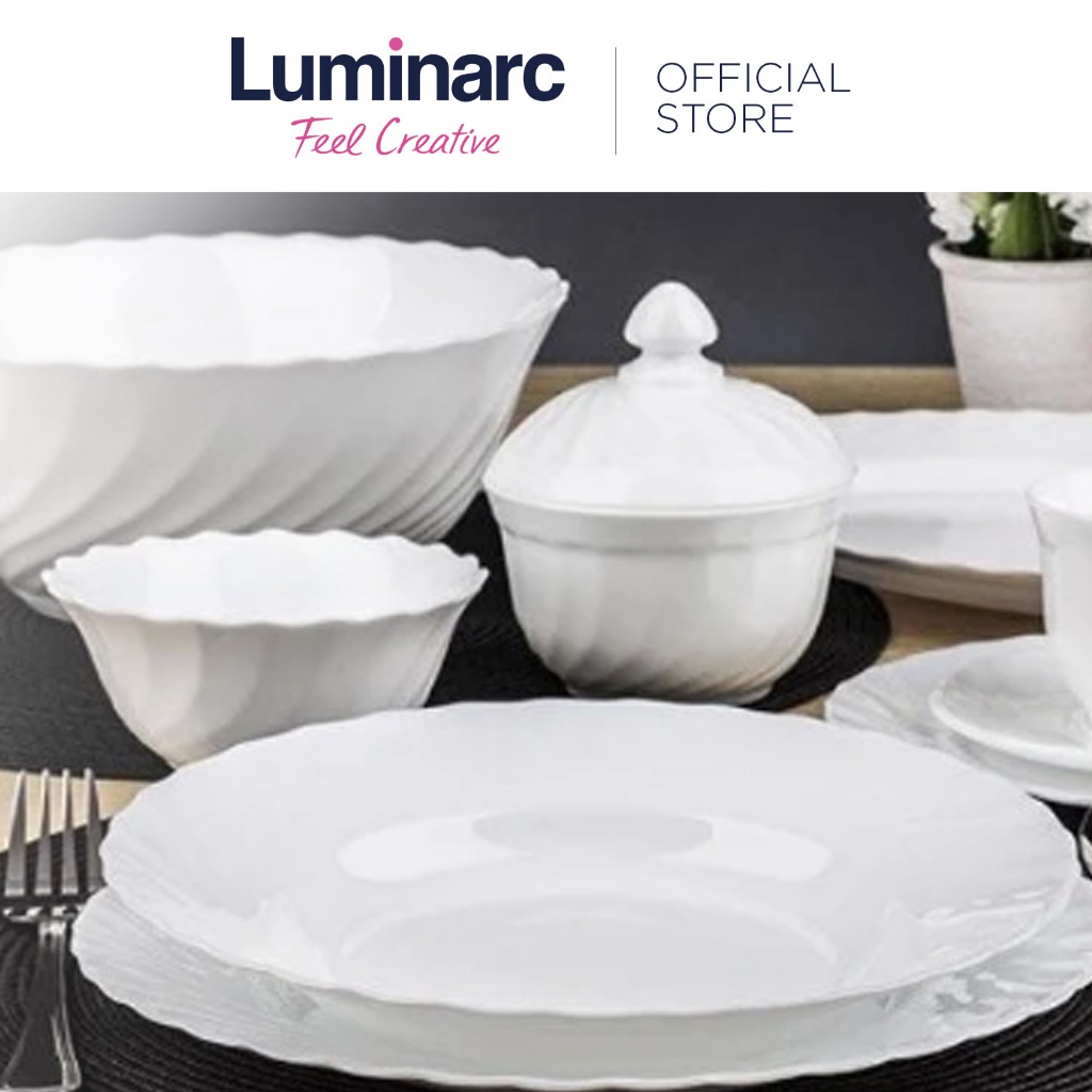 Luminarc 12cm Trianon White Sugar Bowl with Cover Set CARC169 | Shopee ...