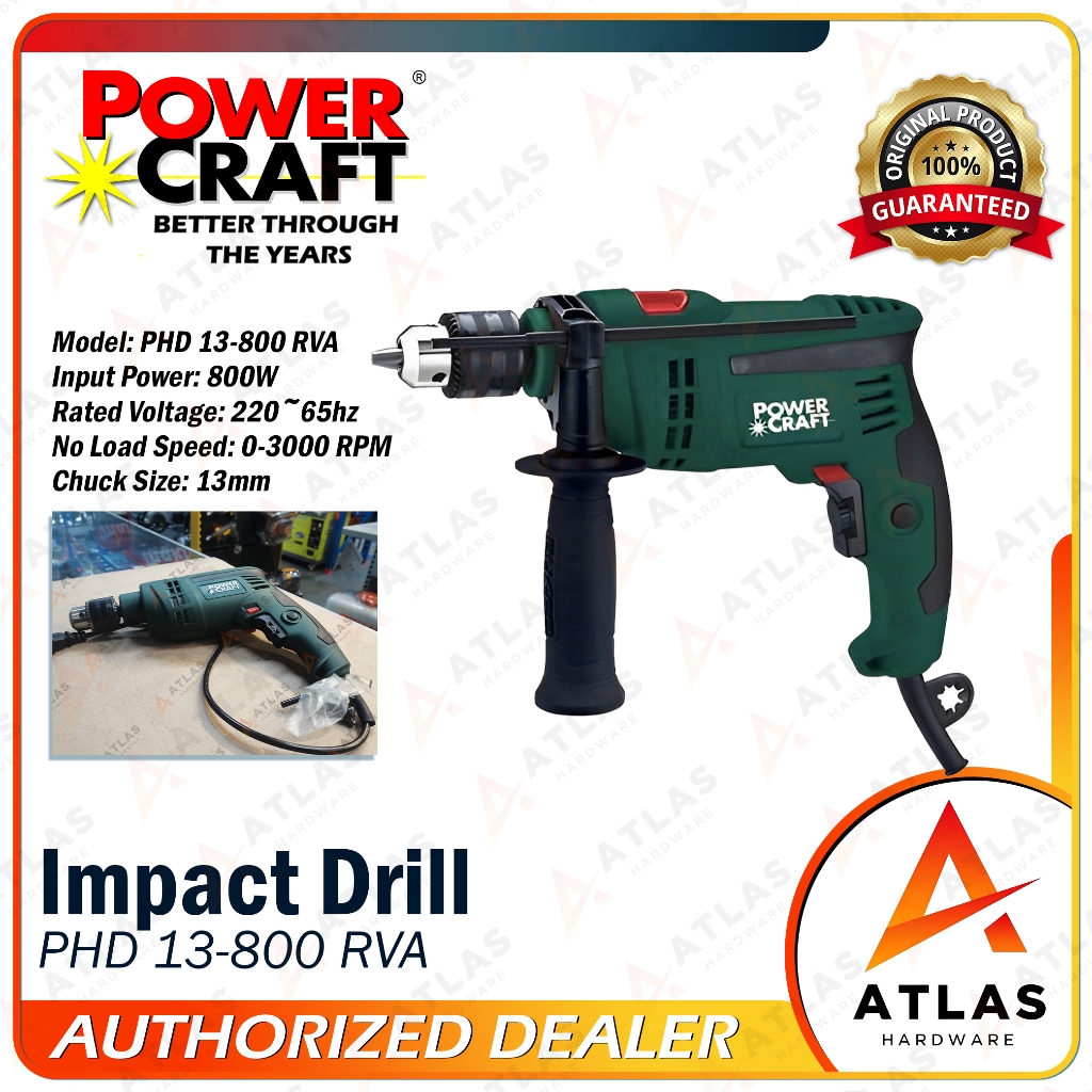 POWERCRAFT 13mm IMPACT DRILL – PHD 13-800 RVA | Shopee Philippines
