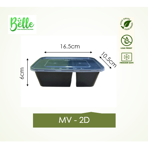 Belle RE750 2D Microwavable Container 2DIVISION (Rectangle) (10pcs/pack ...
