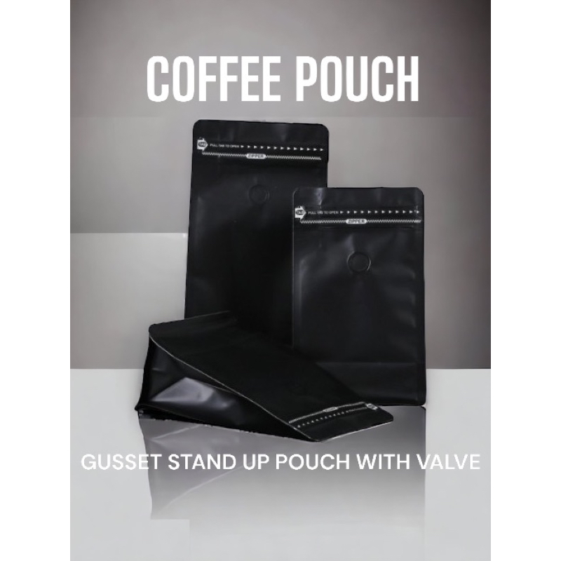 50pcs/Black Coffee pouch with valve & Ziplock/resealable Coffee Bean ...