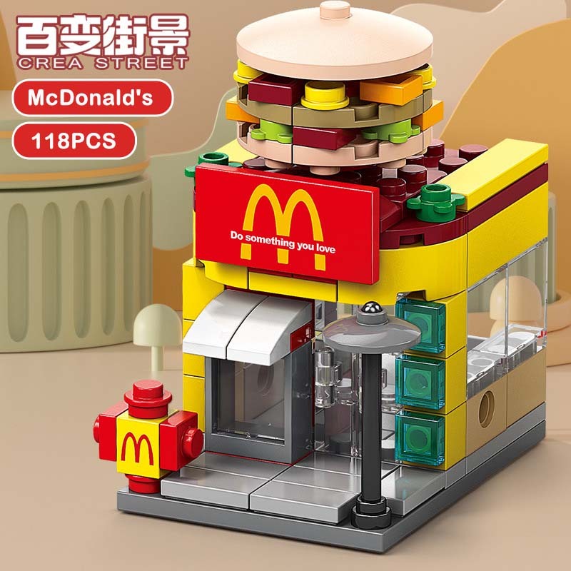 Mini Lego City Street View Building Blocks Toys McDonald's House 3D ...