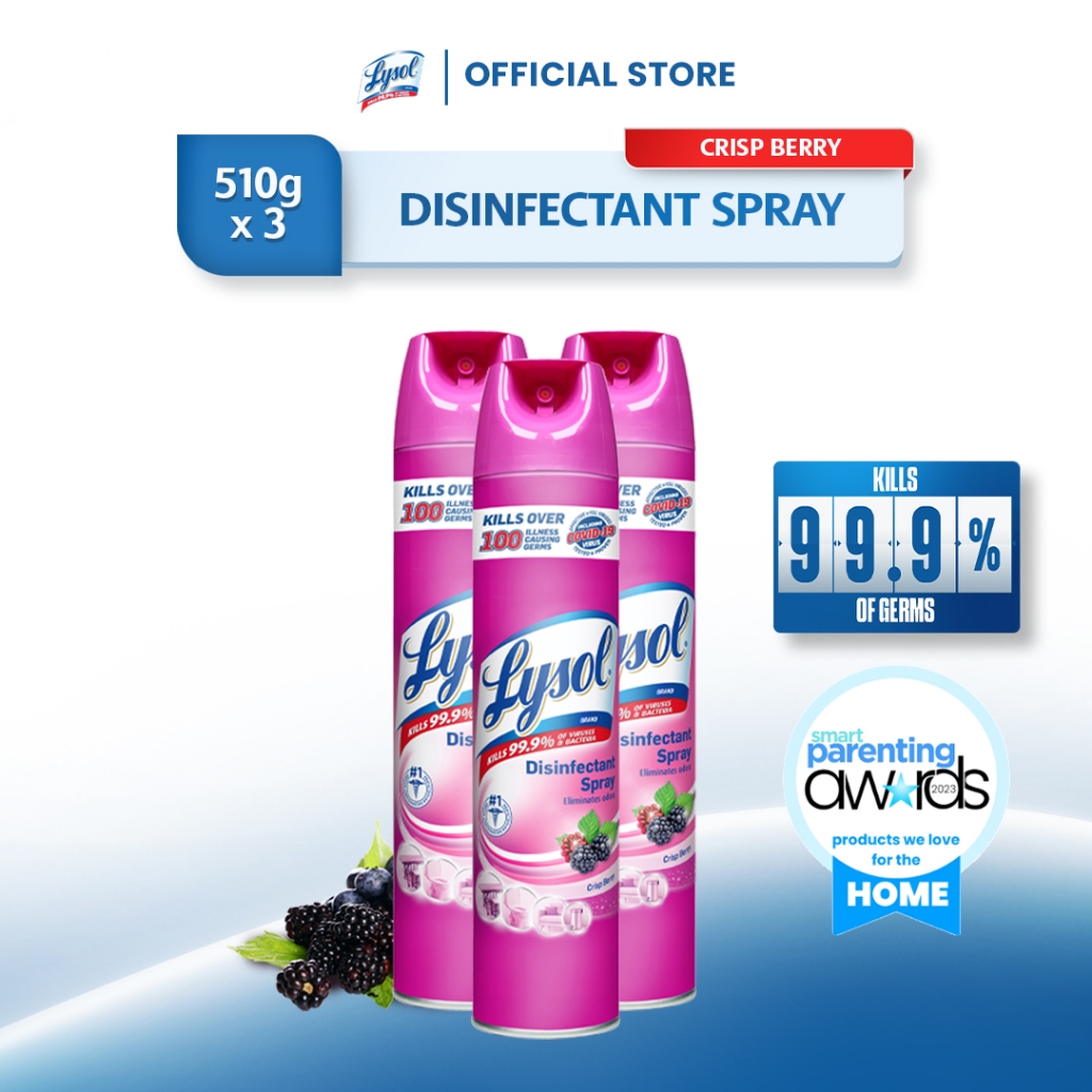 Lysol Antibacterial Disinfectant Spray Cleaner Crisp Berry 510 G Set of 3 | Shopee Philippines