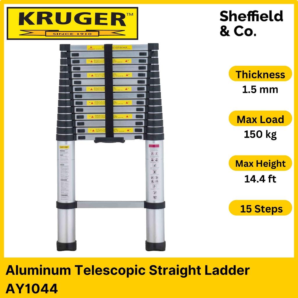 Kruger Aluminum Telescopic Single Side Straight Ladder, 15 Steps (4.4m ...