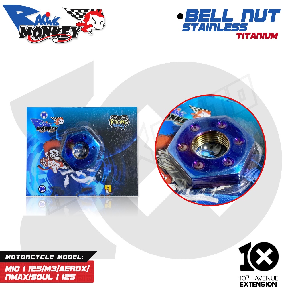 10thX Racing Monkey Bell Nut Stainless Titanium for Mio i 125, M3 ...