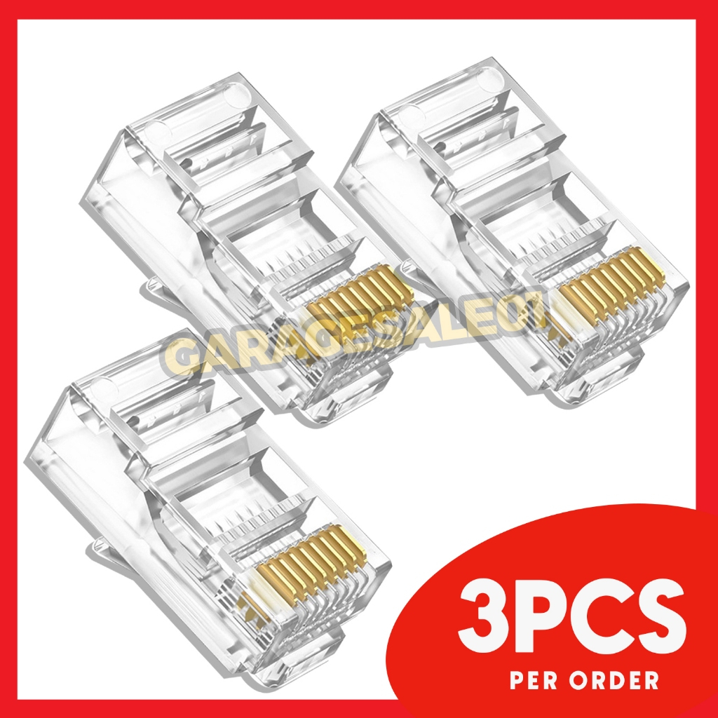 3pcs CAT6 RJ45 connector 8P8C modular Ethernet cable header plug ...