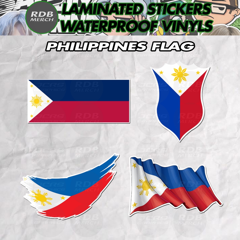 Philippines Flag Laminated Sticker - Decals for Cars Motorcycle Scooter ...