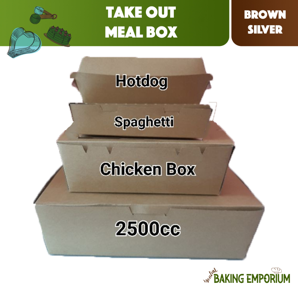 25pcs Take Out Meal Box Kraft Brown Laminated | Shopee Philippines